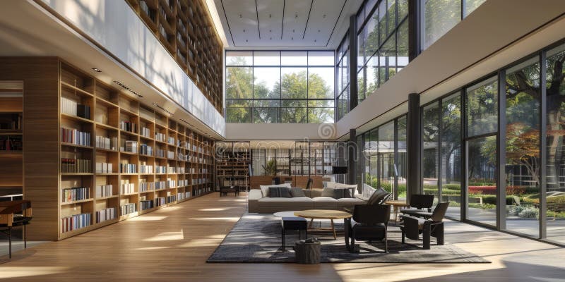 Library with Natural Light, Large Windows, Cozy Seating for Visitors To ...