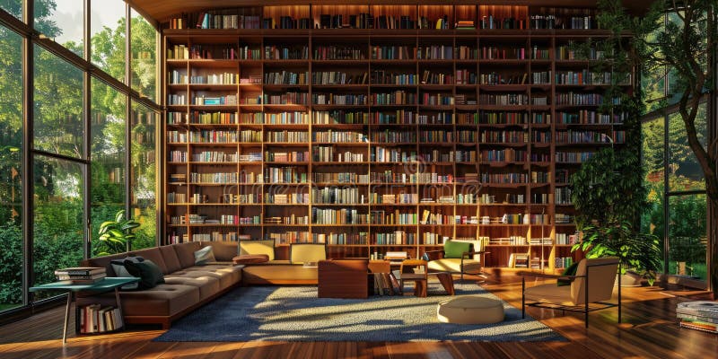 Library with Natural Light, Large Windows, Cozy Seating for Visitors To ...