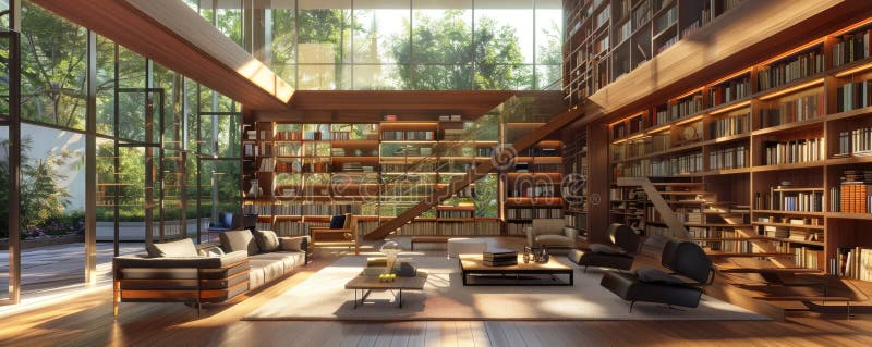 Library with Natural Light, Large Windows, Cozy Seating for Visitors To ...