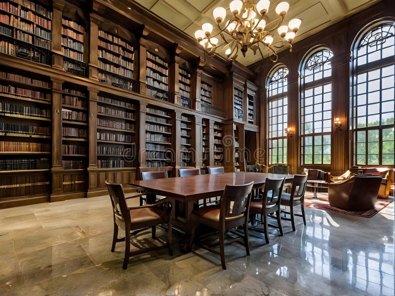 The Library is Neat and Beautiful Stock Illustration - Illustration of ...