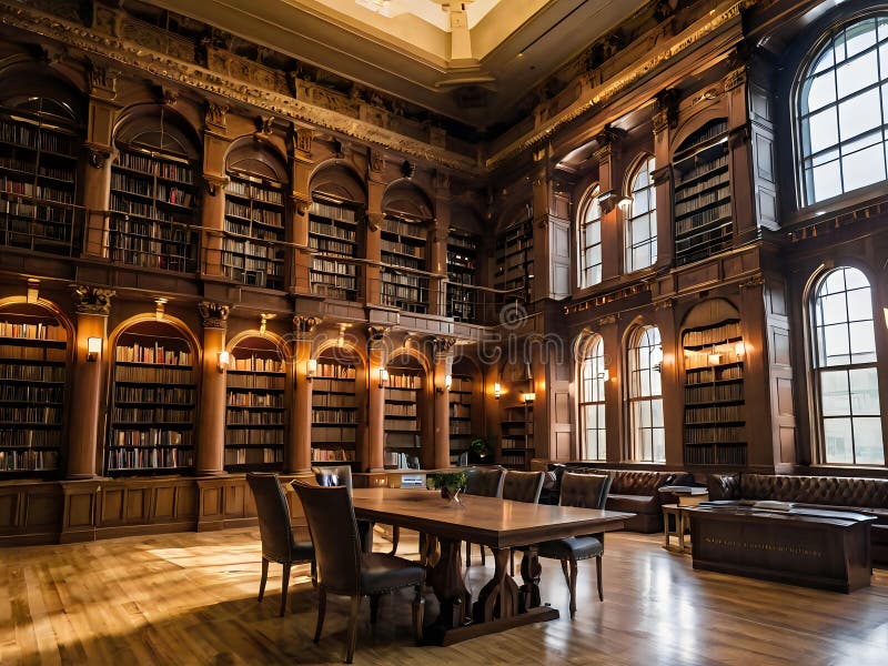 The Library is Neat and Beautiful Stock Illustration - Illustration of ...