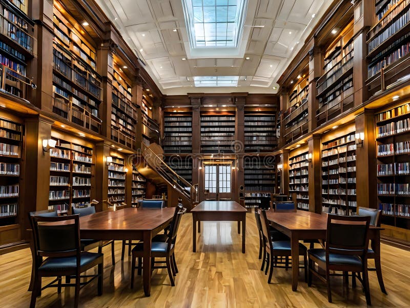 The Library is Neat and Beautiful Stock Illustration - Illustration of ...