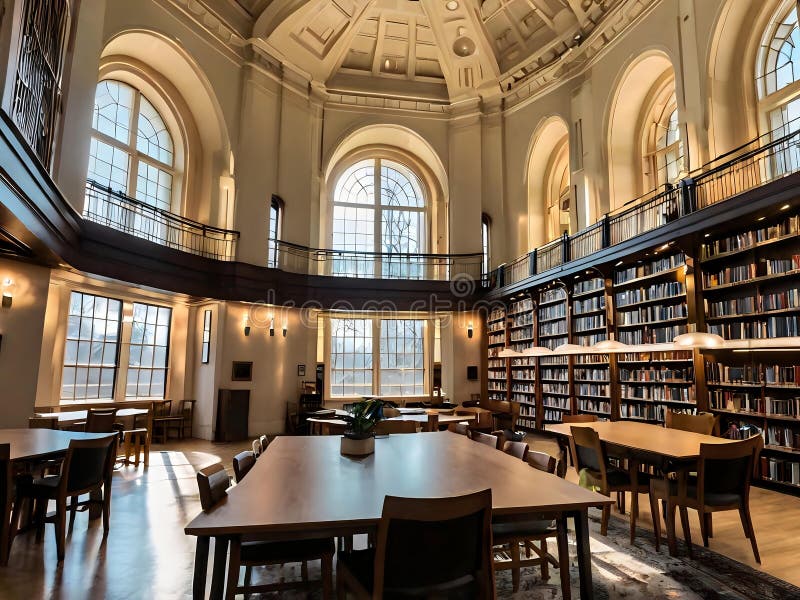 The Library is Neat and Beautiful Stock Illustration - Illustration of ...