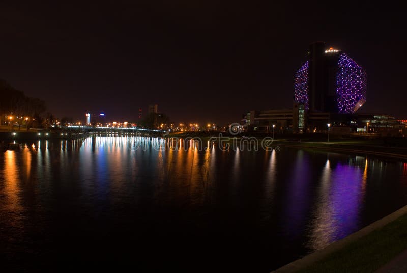Library at night stock photo. Image of national, octahedron - 14108342