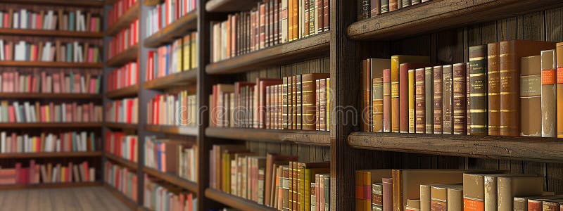 Library with Old Books, Diminishing Perspective. Generative Ai Stock ...