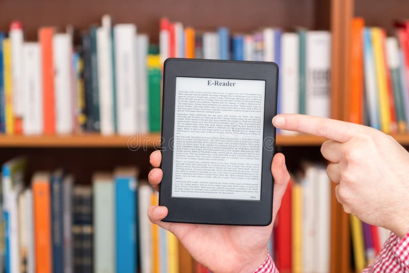 Library in only One Digital Ebook Reader Device Stock Photo - Image of ...