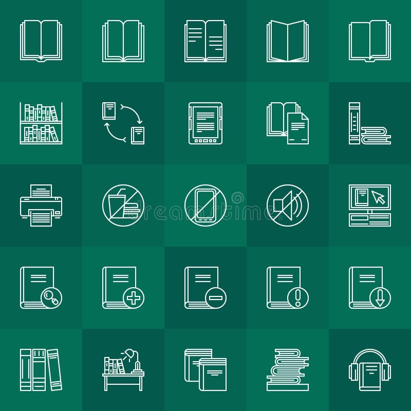 Library outline icons stock vector. Illustration of digital - 60967509