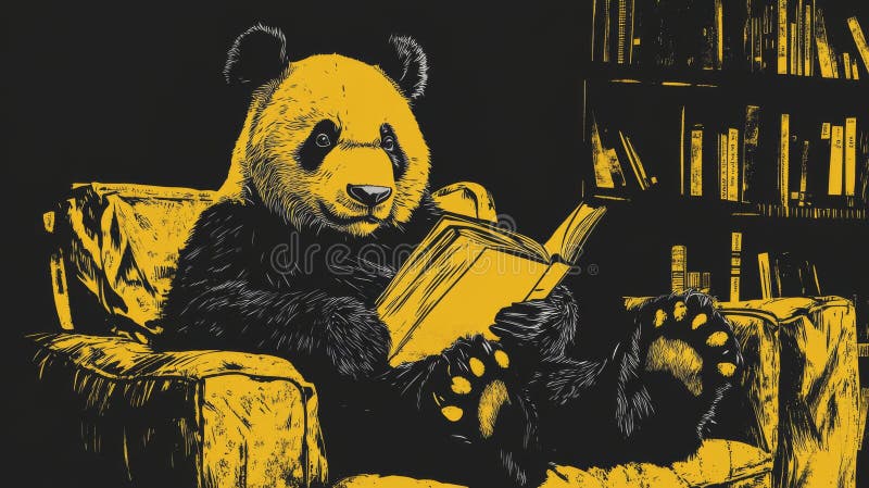 In A Library A Panda Is Using A Laptop And Tablet To Manipulate And Analyze Data Using Python S