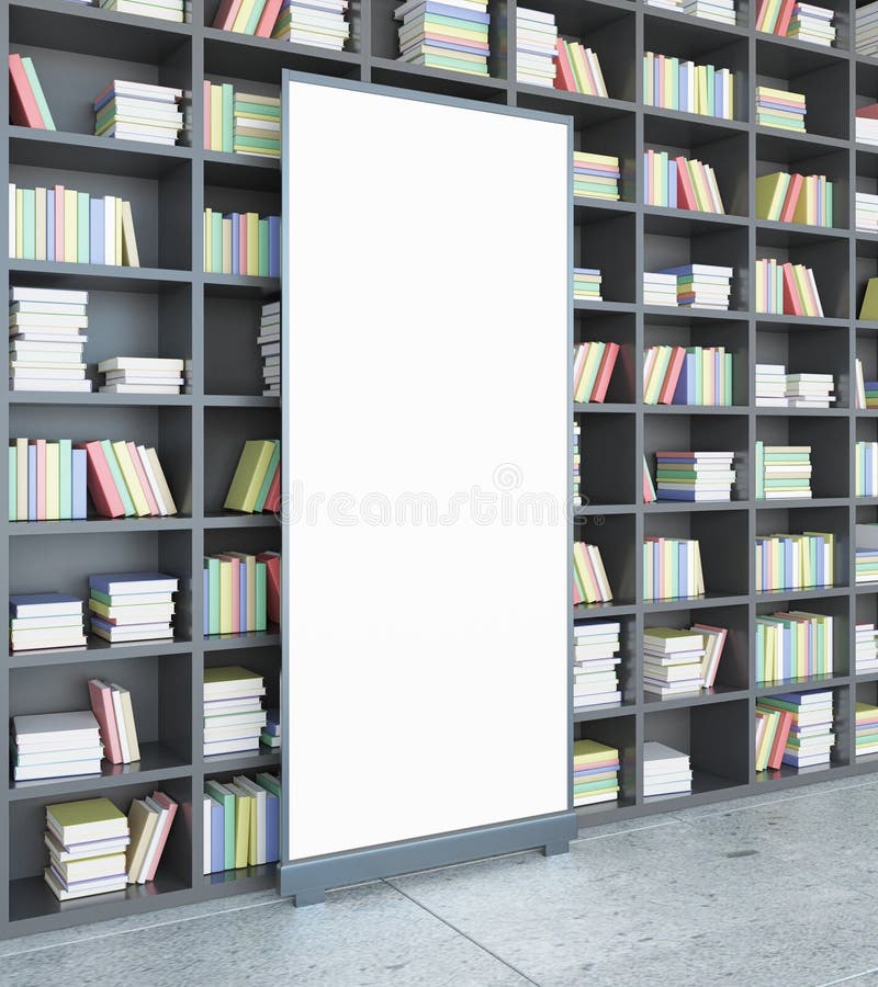 Library with poster side stock illustration. Illustration of design ...