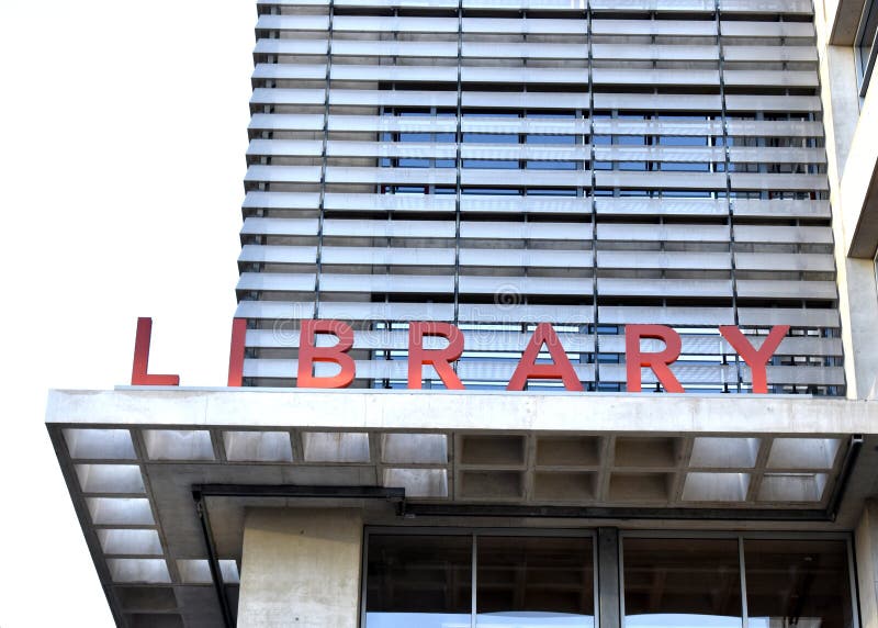 Red Library Sign stock image. Image of sign, diego, urban - 115459353