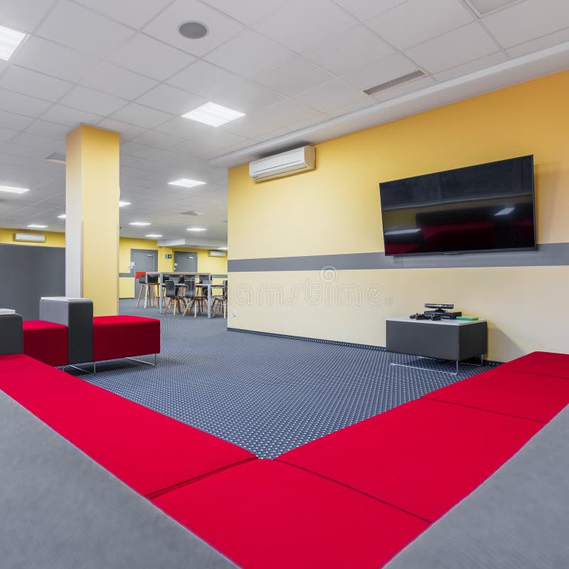 Library Relax Area with Sofa Stock Photo - Image of modern ...