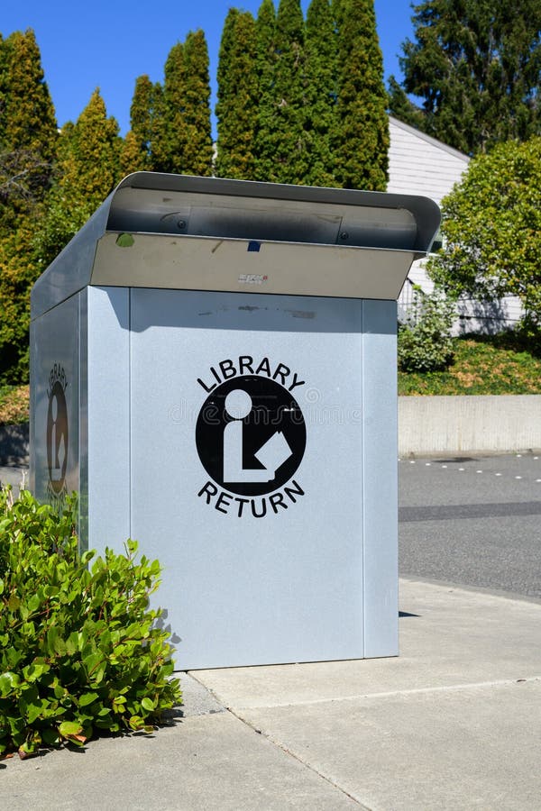 Library Return Box with Text and Logo Editorial Photo - Image of logo ...