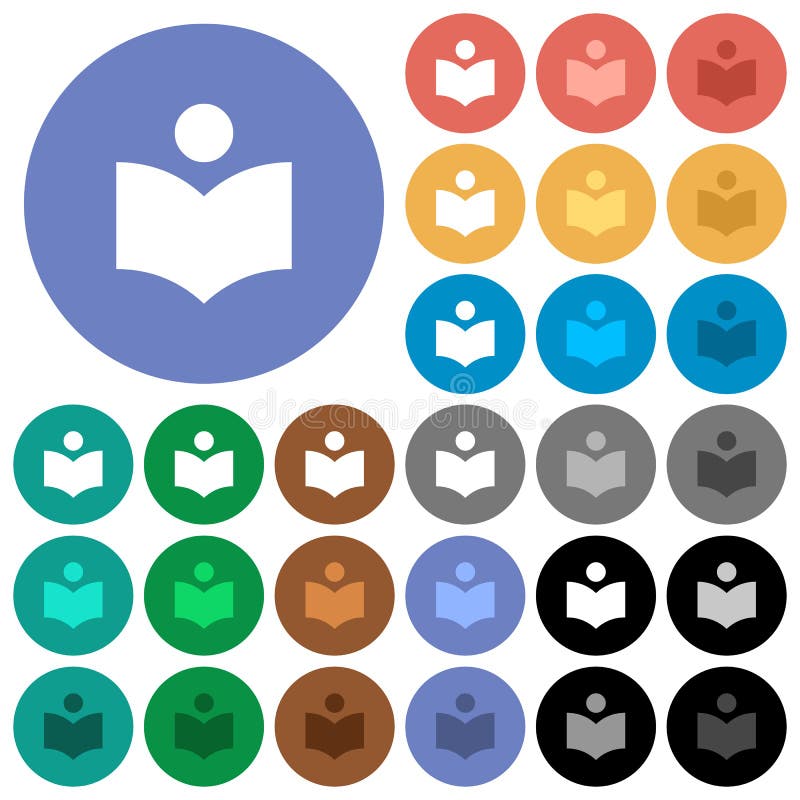 Library Round Flat Multi Colored Icons Stock Vector - Illustration of ...