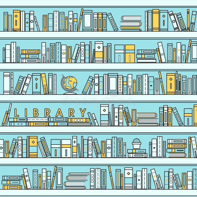 Library Scene Illustration in Flat Design Stock Vector - Illustration ...