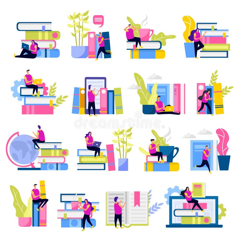 Library Icons Set stock vector. Illustration of industry - 210879525