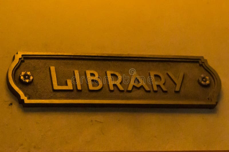 Library sign stock image. Image of sign, deco, metal - 166422667