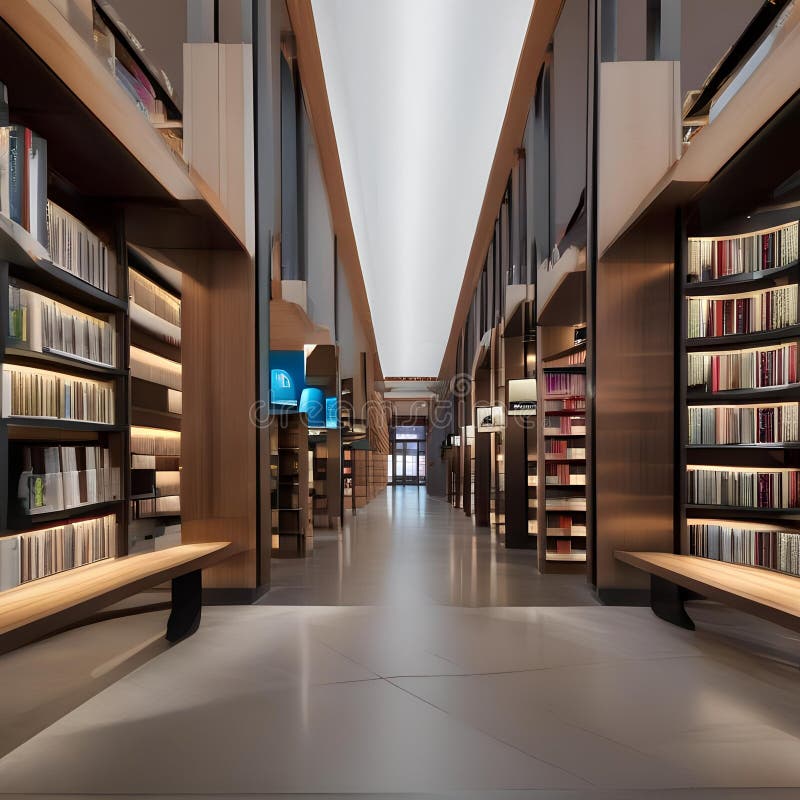 A Library Space with Advanced Digital Book Displays and Interactive VR ...