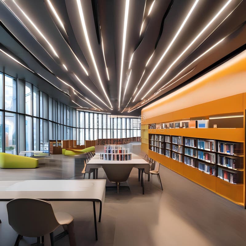 A Library Space Incorporating Modern Futurism with AI-driven Book ...