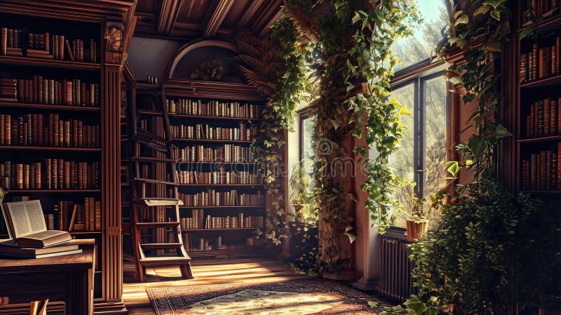 Library Theme Backdrop for World Book Day Stock Illustration ...