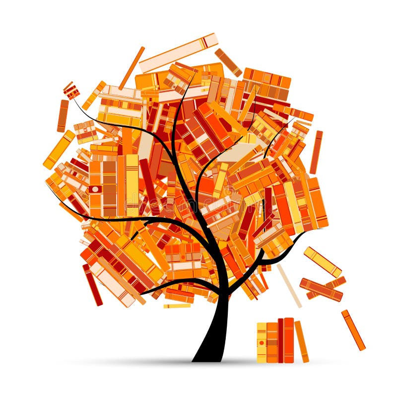 Library Tree with Books for Your Design Stock Vector - Illustration of ...