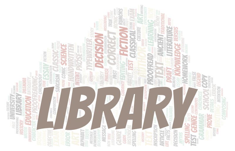 Library Typography Word Cloud Create with the Text only Stock ...