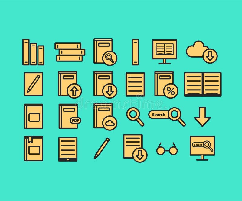 Library Vector Icons Set. Books Stock Vector - Illustration of library ... Library Vector Icons Set. Books Stock Vector - Illustration of library ...