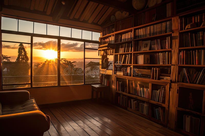 Library, with View of the Sunset, Surrounded by Cozy and Peaceful ...