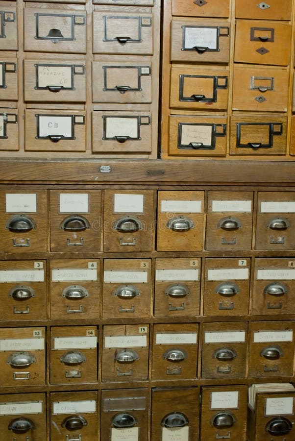 Library Vintage Database, Archives Stock Image - Image of file, library ...