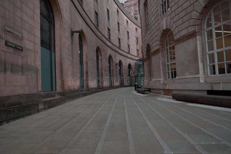 Library Walkway in Manchester City Centre Stock Image - Image of alley ...