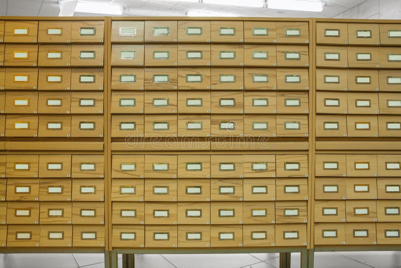Library Wooden Card Catalog Stock Image - Image of equipment, handle ...