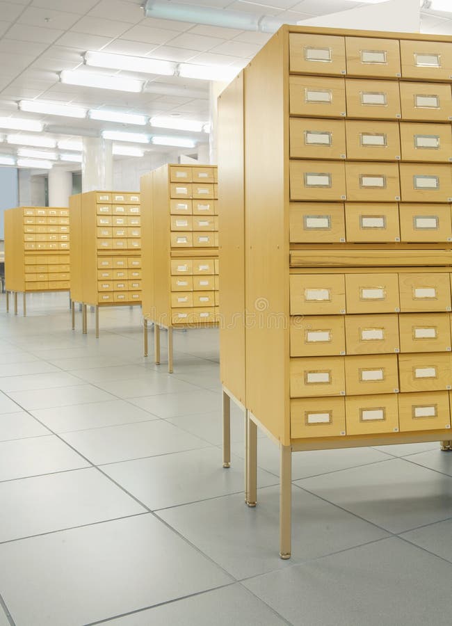 Library Wooden Card Catalogs Indoor Stock Image - Image of compartment ...