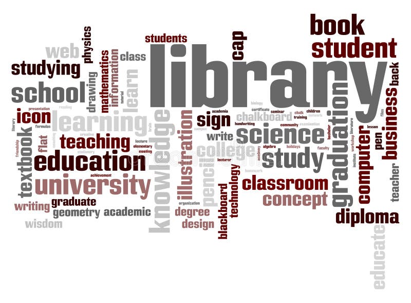 Library word cloud collage stock illustration. Illustration of ...