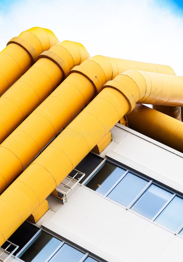 Library with Yellow Pipes in Rotterdam Stock Image - Image of buildings ...