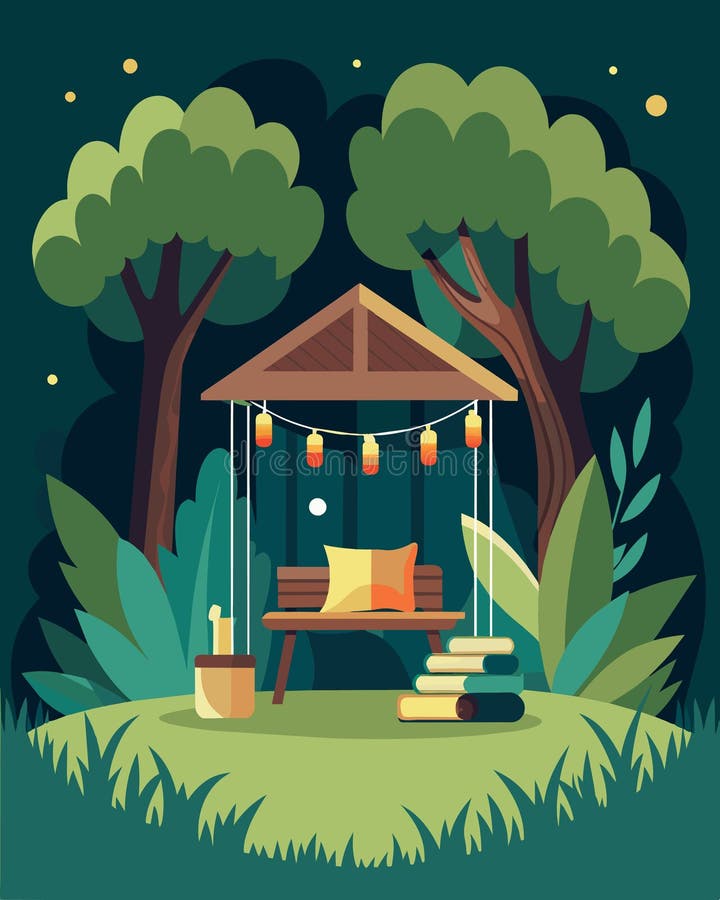 The Librarys Outdoor Reading Nook Surrounded by Lush Greenery and ...