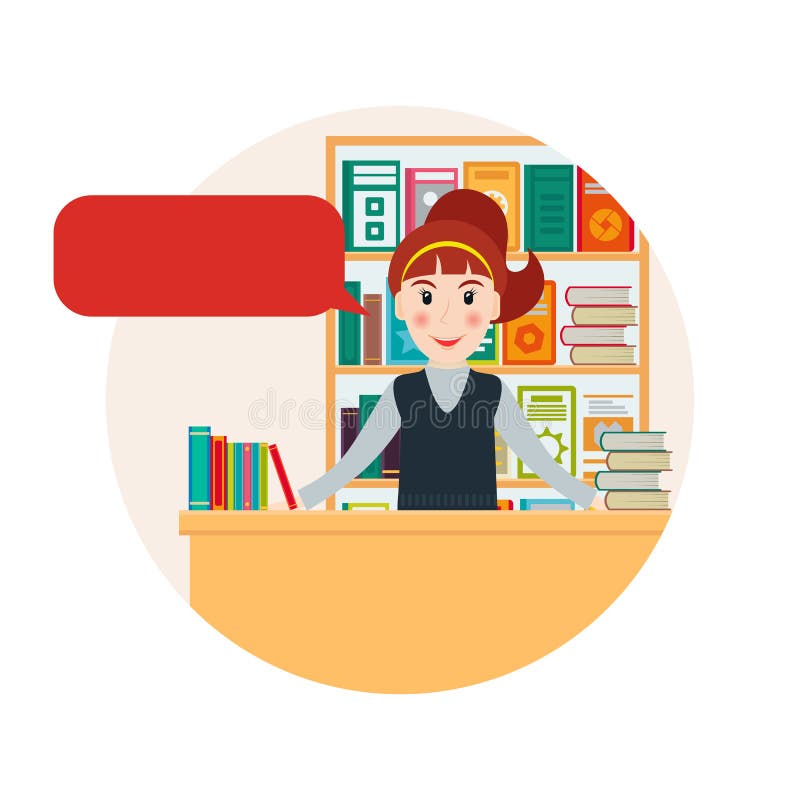 Librero En La Librería O Bibliotecario Ilustración del Vector ...