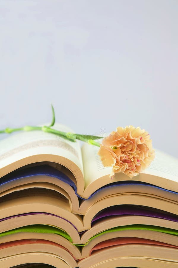 Primo Piano Di Libri Aperti Impilati Immagine Stock - Immagine di ...