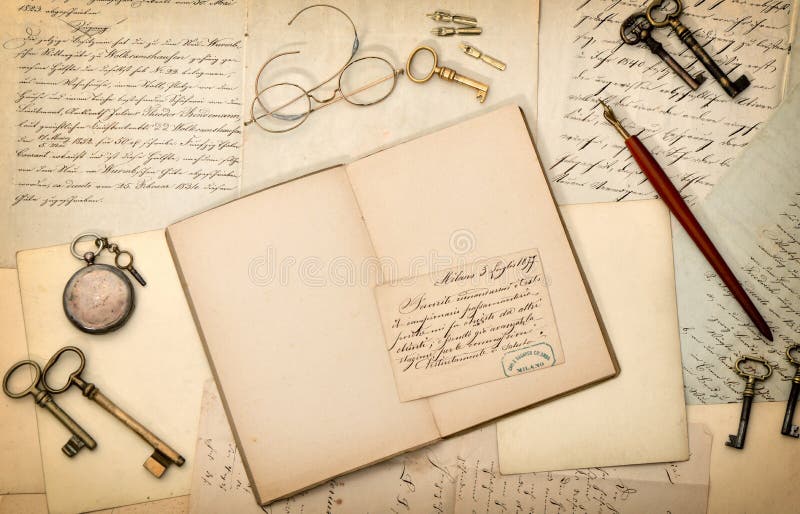 Libro Aperto, Accessori D'annata, Vecchie Lettere BAC Nostalgico Della ...