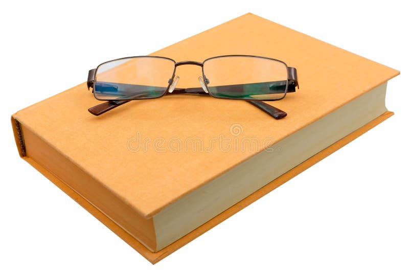 Libro Con Las Lentes En Un Blanco Foto de archivo - Imagen de texto ...