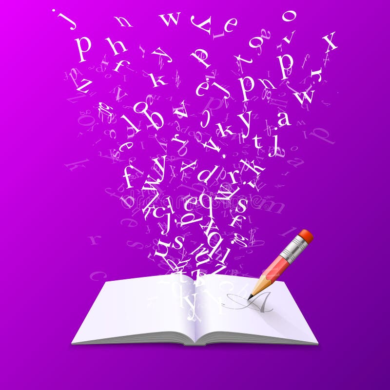 Libro Con Las Letras Del Vuelo Ilustración del Vector - Ilustración de ...