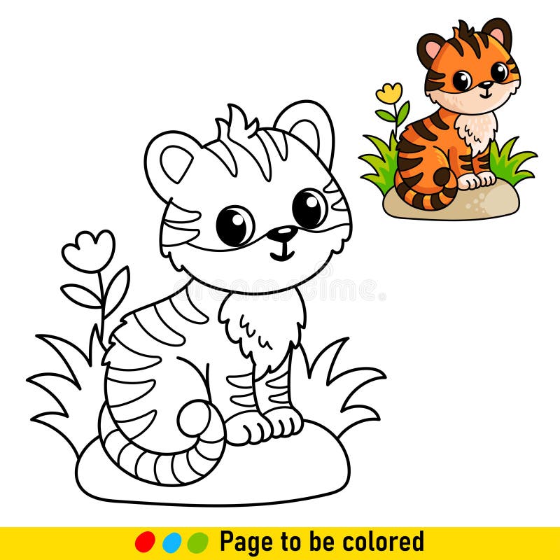 Libro Da Colorare Con Cucciolo Di Tigre in Stile Cartone Animato ... Libro Da Colorare Con Cucciolo Di Tigre in Stile Cartone Animato ...