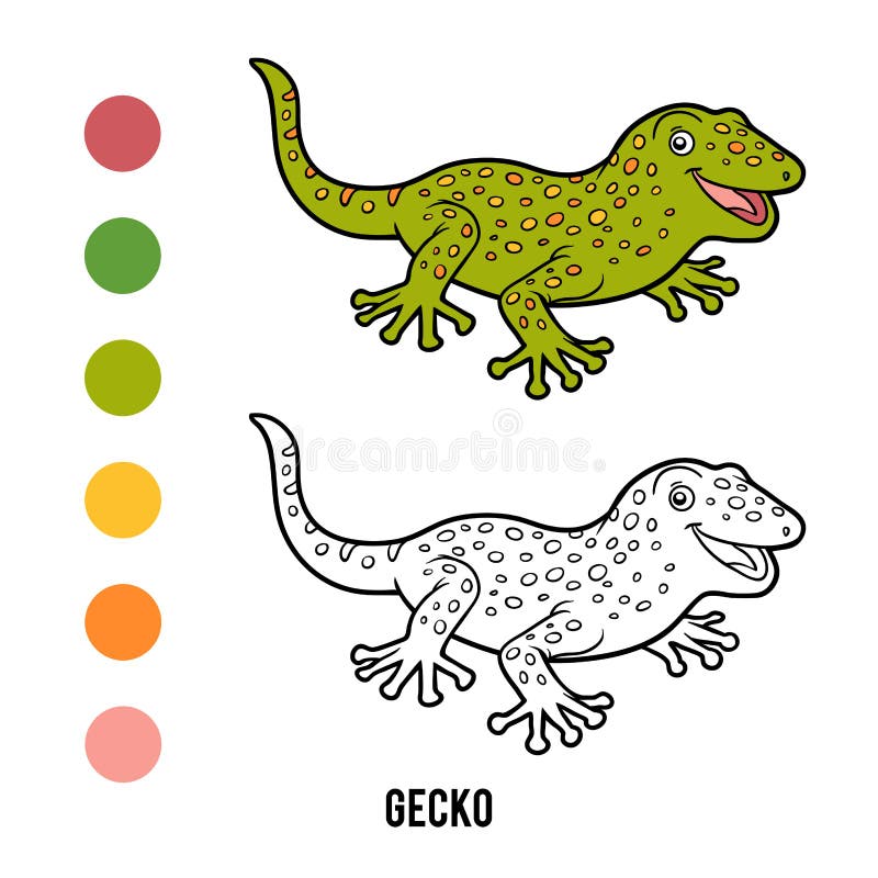 Libro da colorare, geco illustrazione vettoriale. Illustrazione di ...