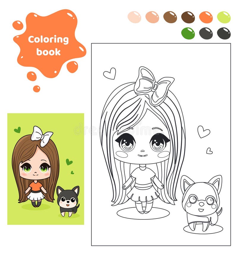 Libro Da Colorare Per Bambini. Animatrice Con Cucciolo. Illustrazione ... Libro Da Colorare Per Bambini. Animatrice Con Cucciolo. Illustrazione ...