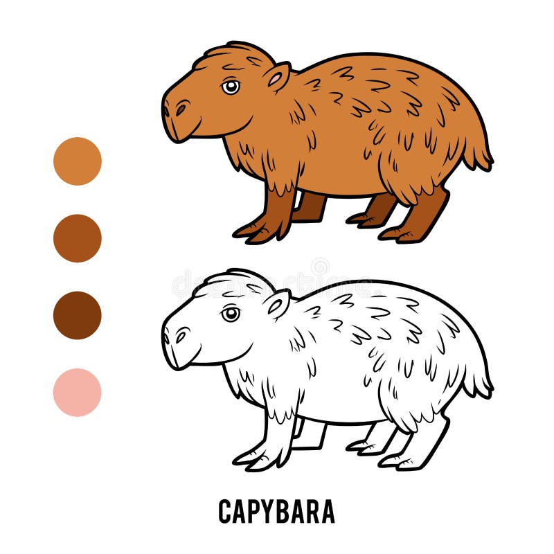 Libro Da Colorare Per Bambini Capybara Illustrazione Vettoriale ...