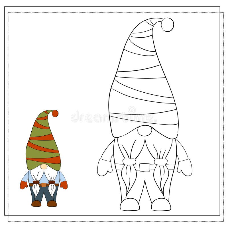 Libro Da Colorare Per Bambini. Nano Di Natale Illustrazione Vettoriale ...