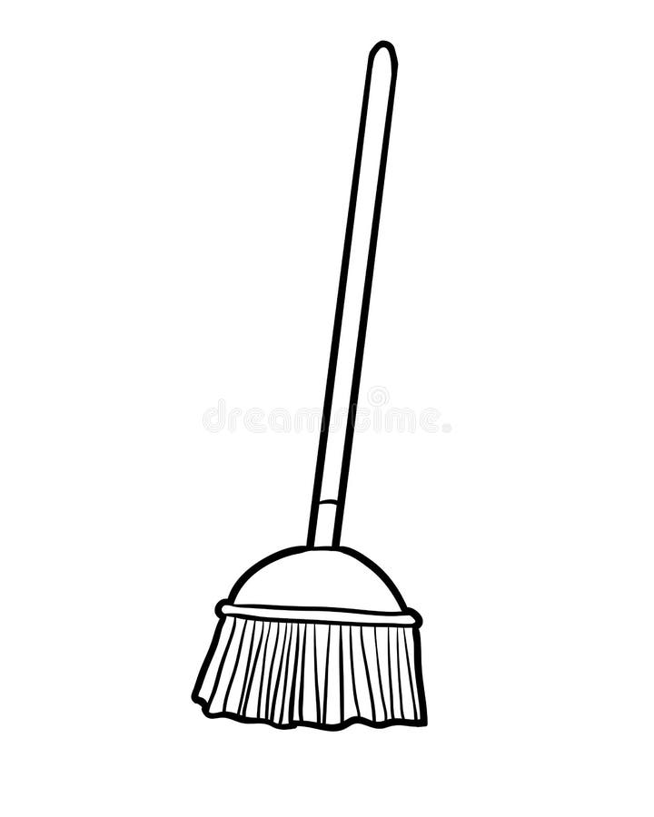 Libro da colorare, scopa illustrazione vettoriale. Illustrazione di ...