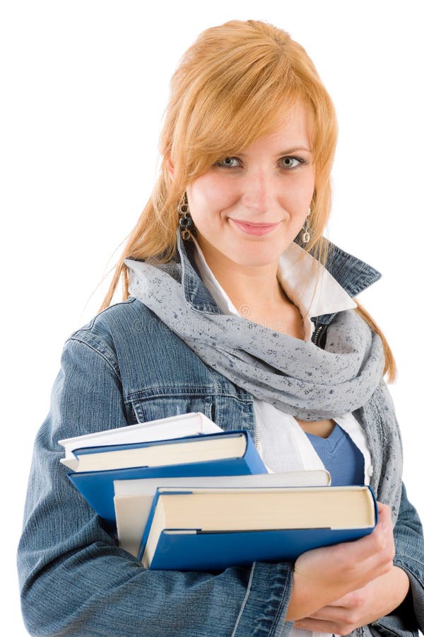 Retrato De La Mujer Joven Del Estudiante Con El Libro Imagen de archivo ...