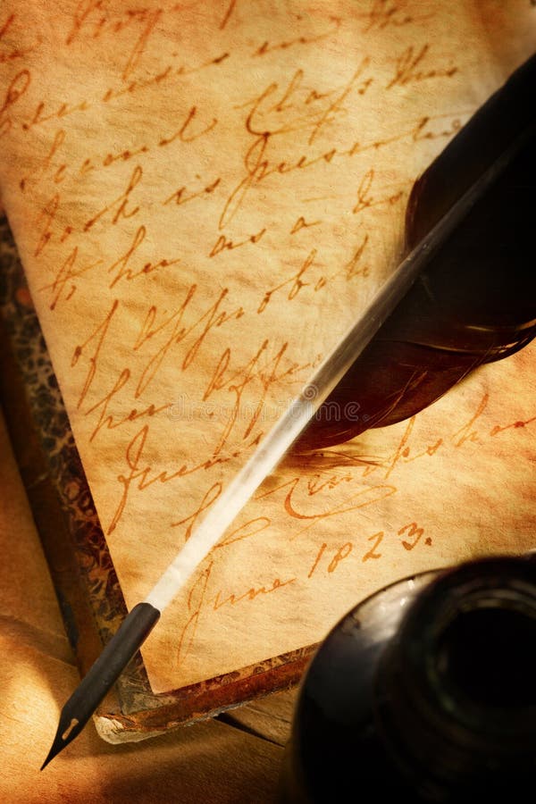 Libro Viejo, Pluma De La Pluma Y Tintero Foto de archivo - Imagen de ...