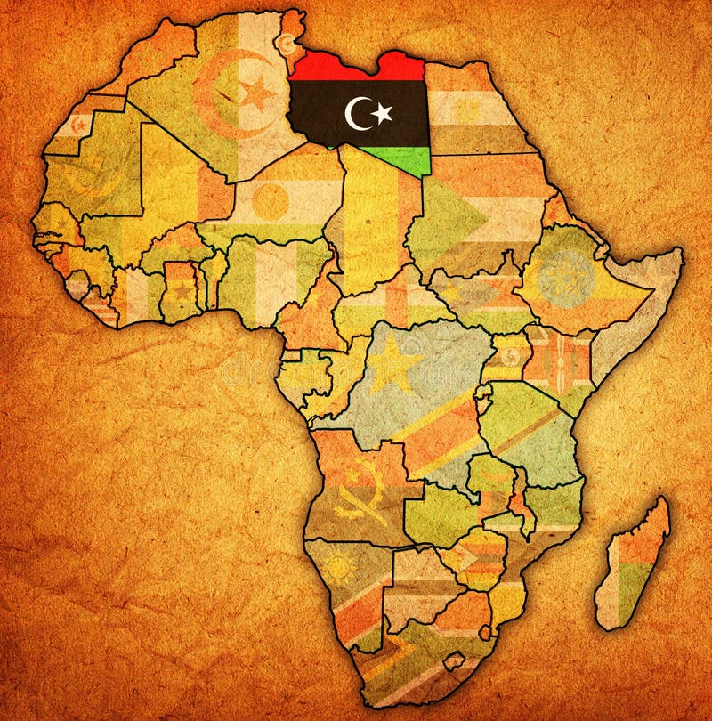 Libya on Actual Map of Africa Stock Illustration - Illustration of ...