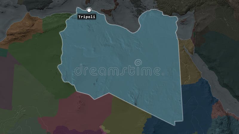 Libya - Administrative. Capital Label Stock Illustration - Illustration ...