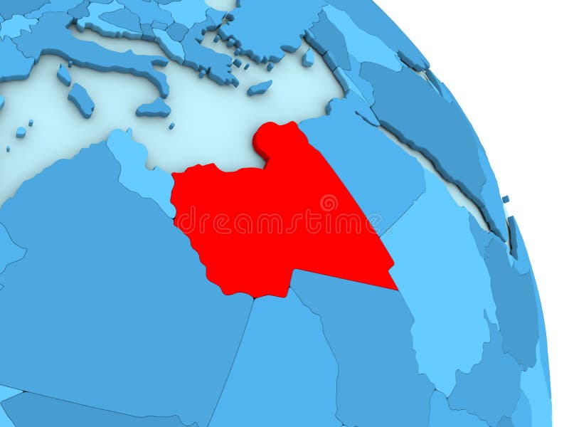 Libya on Blue Political Globe Stock Illustration - Illustration of ...